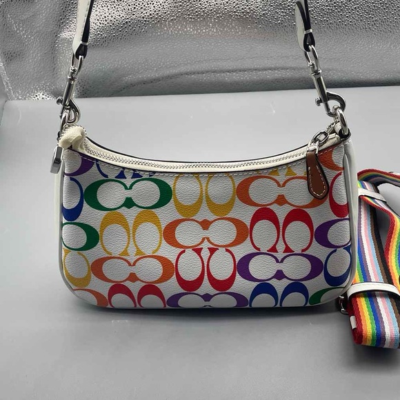 Coach | Bags | Coach Shoulder Bag In Rainbow Signature Canvas And ...